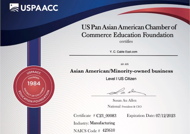 SAM Registration and USPAACC Minority Certification-Y.C. Cable